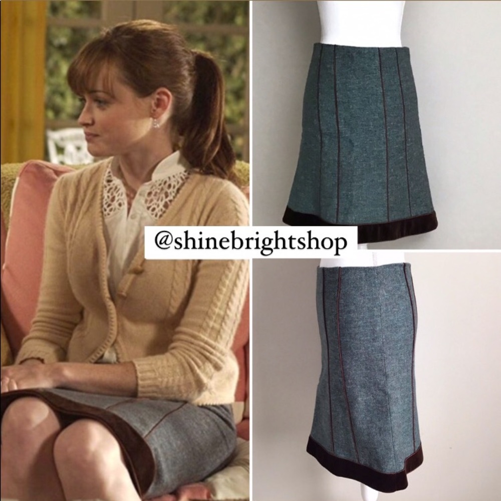 Rare Early 2000s Wool Blend Tweed Skirt Aso Rory Gilm… - Gem